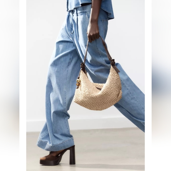 Zara | Bags | Zara Woven Shopper Bag With Charm | Poshmark